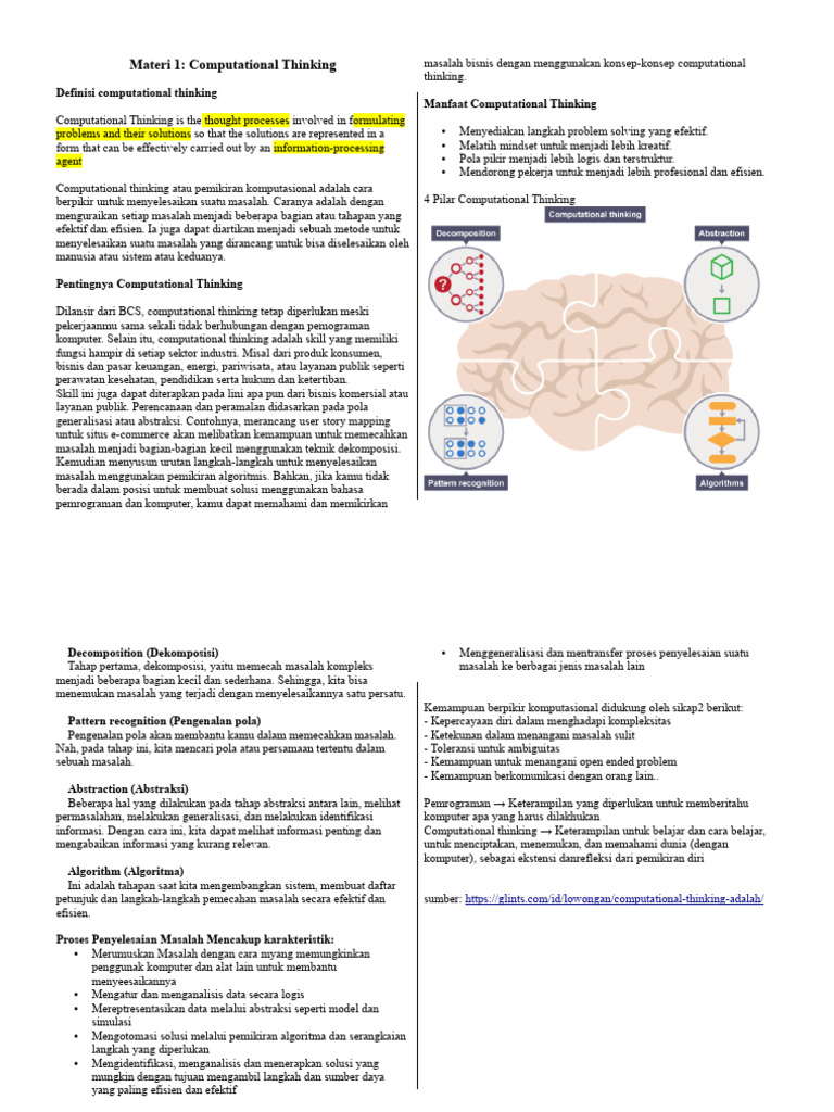Ringkasan Computational Thinking | PDF