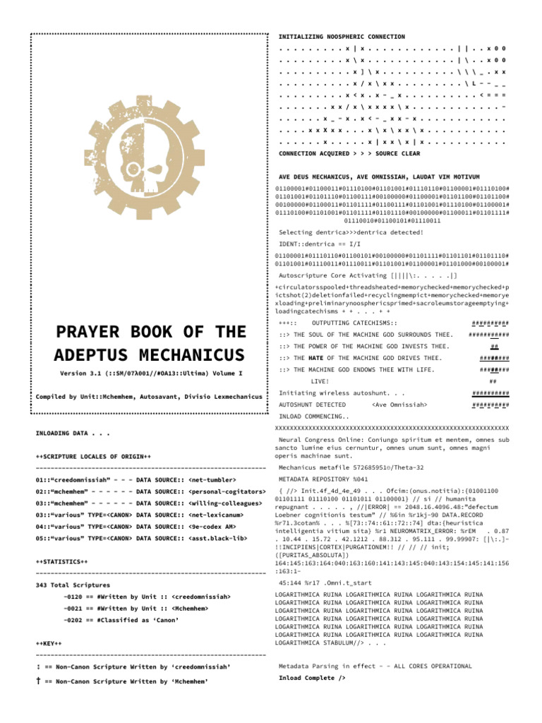 Prayer Book of The Cult Mechanicus V3.1 | Download Free PDF | God