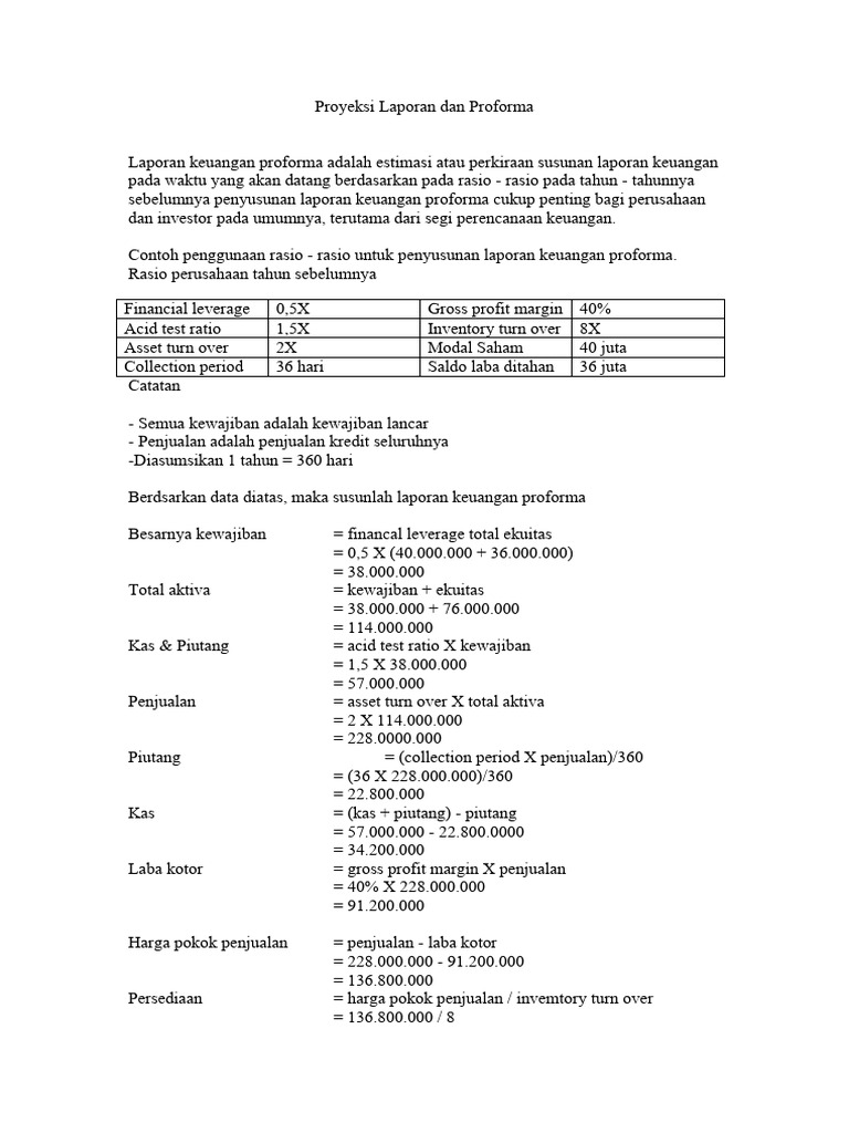 Proyeksi Laporan Dan Proforma | PDF | Metode & Bahan Ajar
