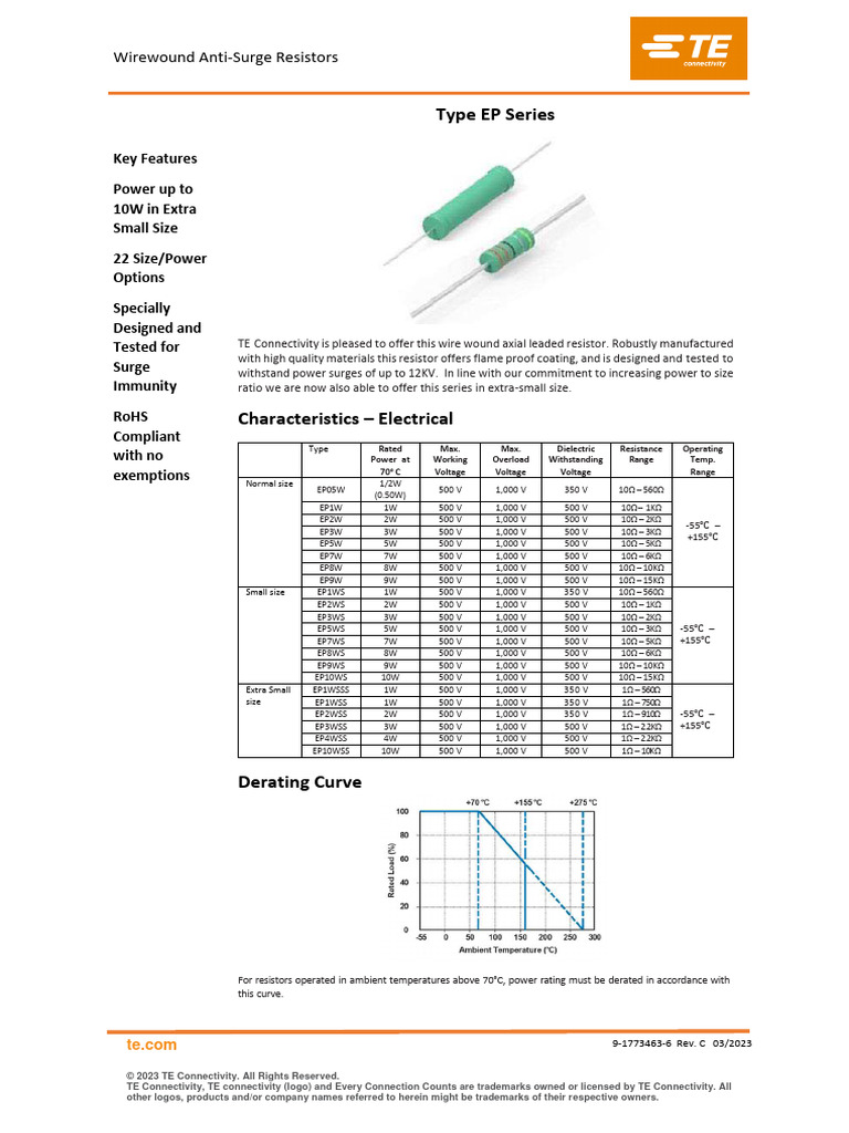 Type EP Series: Wirewound Anti-Surge Resistors | PDF | Resistor ...