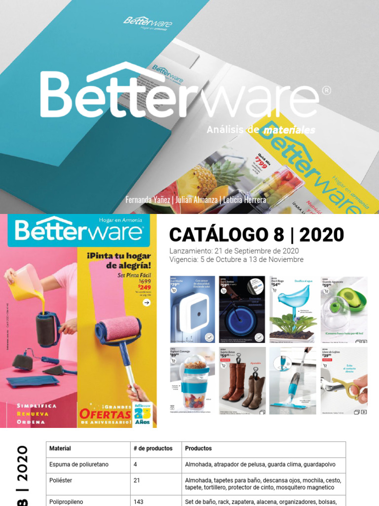 Análisis de materiales Betterware 2020 | PDF | Hogar, jardinería y ...