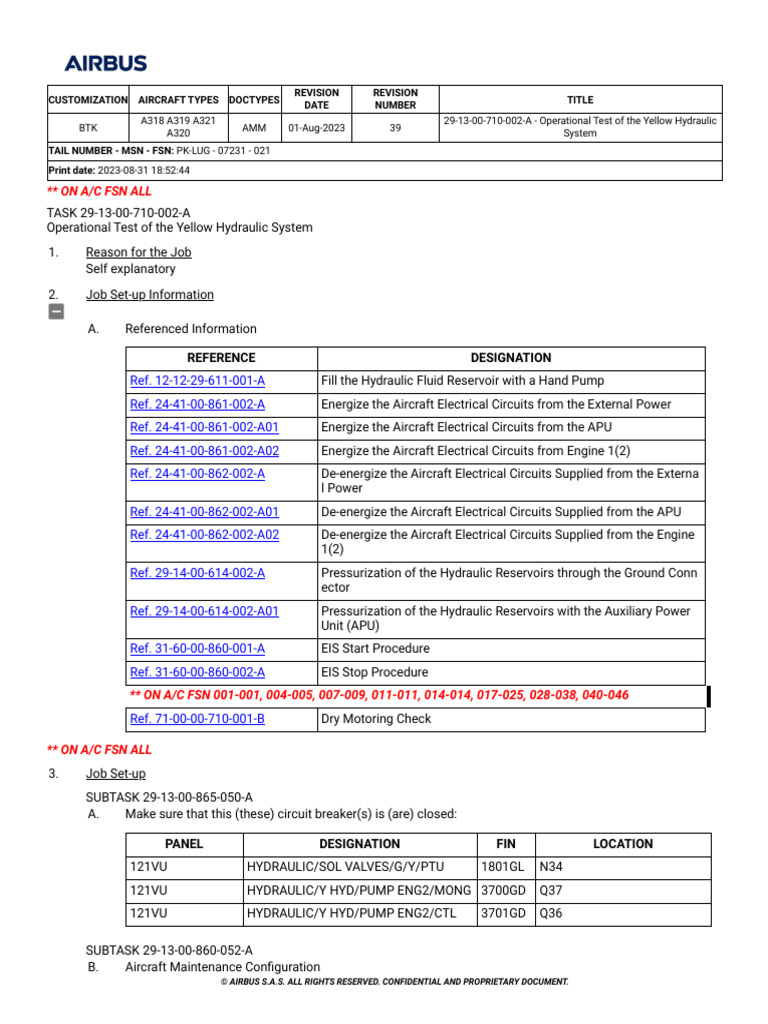 BTK - A318 - A319 - A320 - A321 - AMM - FSN - 021 - 01-Aug-2023 - 29-13-00-710-002-A ...