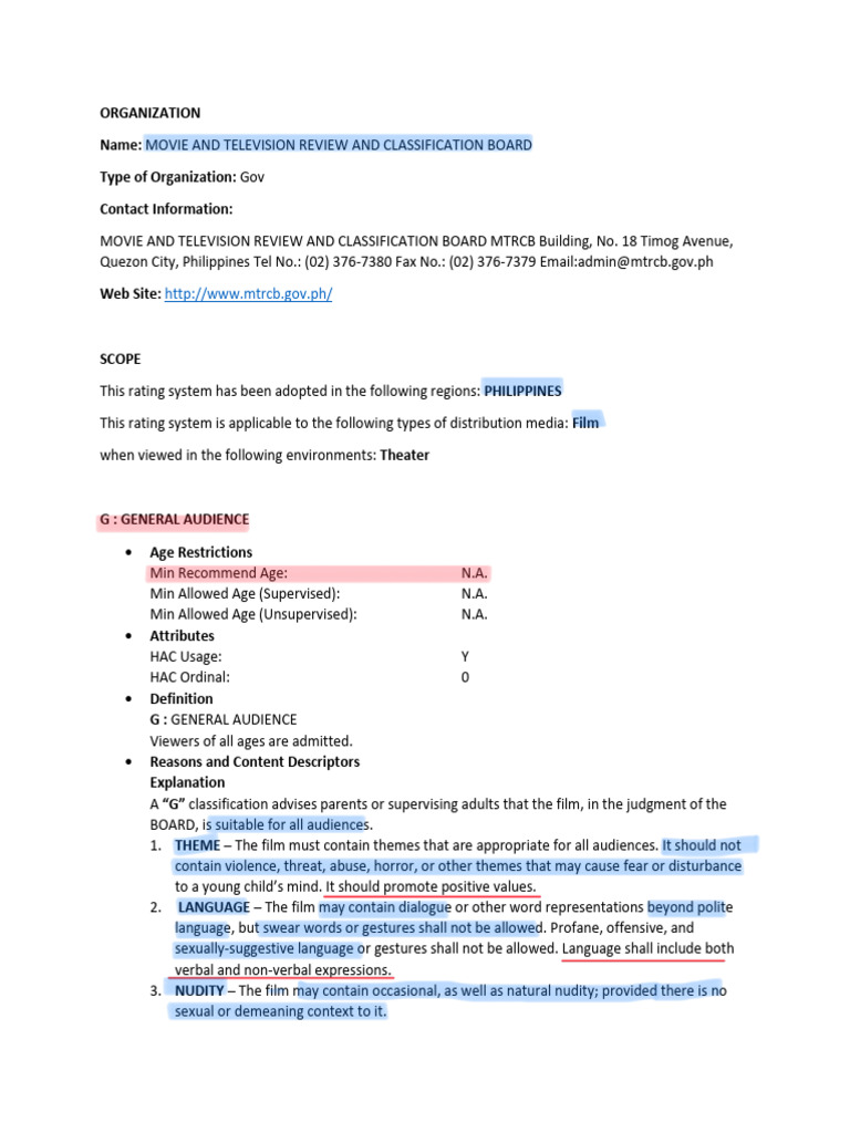 MTRCB REVIEWER Compressed | PDF | Self-Improvement