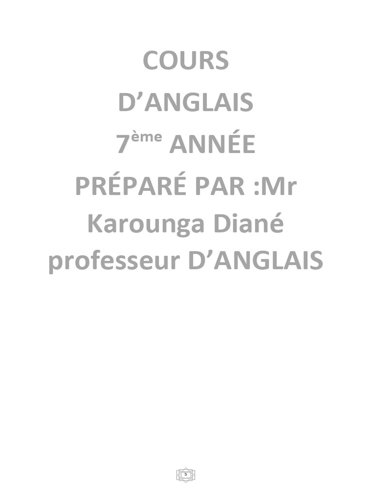 Anglais 7ème Année-1 | PDF