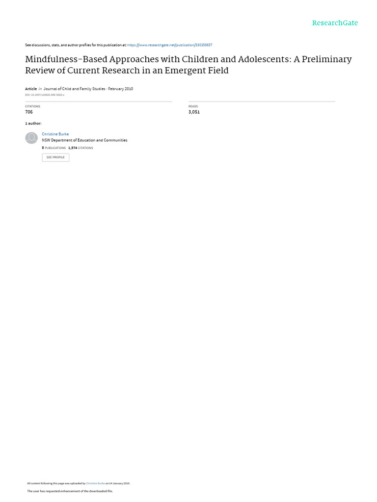 Mindfulness-Based Approaches With Children and Ado | PDF