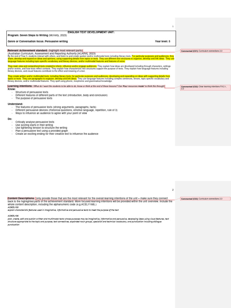 Year 5 Persuasive Writing Unit | PDF | Teachers | Persuasion