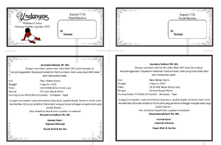 A5 Undangan Walimatul Asma A5 Model U02 | PDF