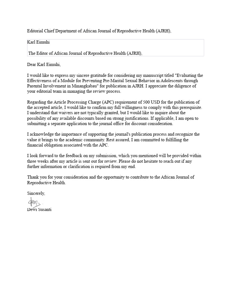 Fee Form Letter | PDF