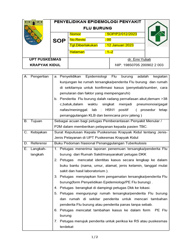 Sop Pe Flu Burung | PDF | Pengembangan Diri