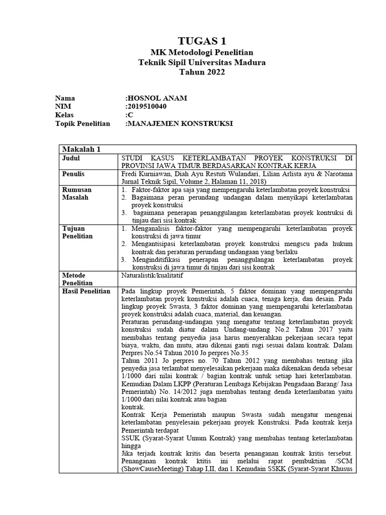 Format Tugas 1 MK Metodologi Penelitian | PDF