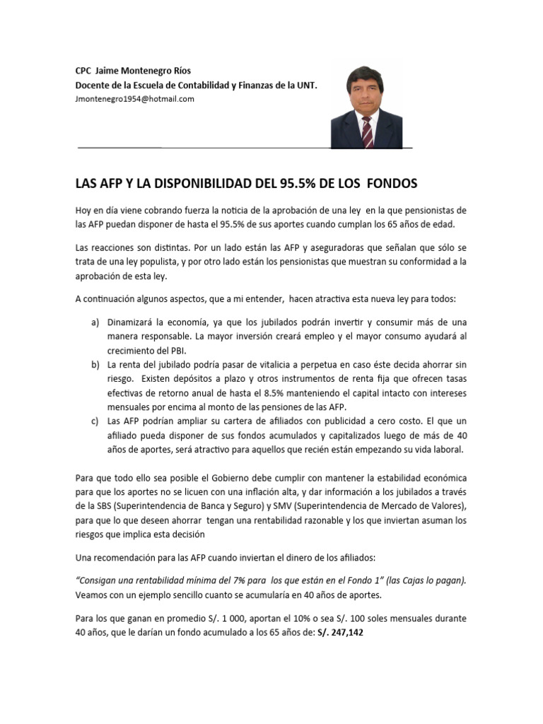 Publicacion AFP Prof Jaime Montenegro | PDF | Finanzas y dinero