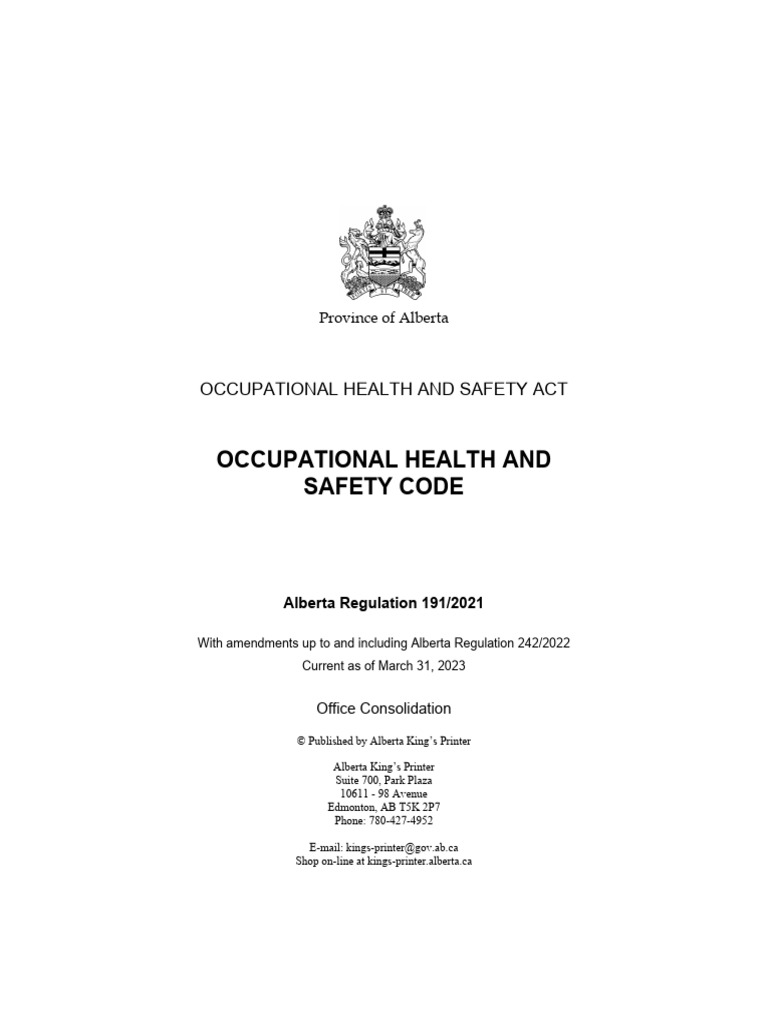 OHS Code | PDF | Crane (Machine) | Scaffolding