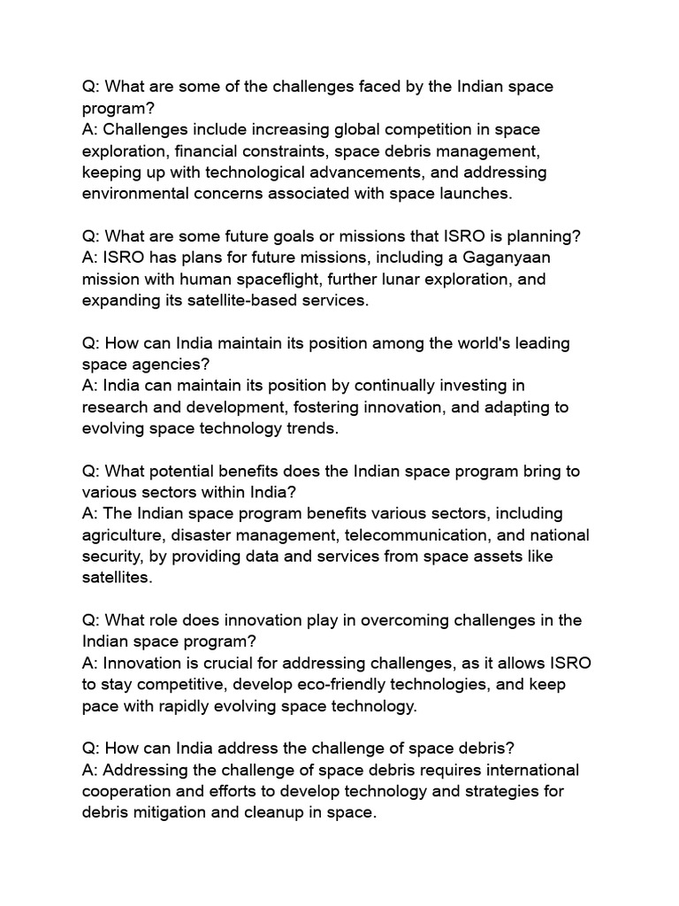 Speech On India Space Program Achivements and Challanges | PDF