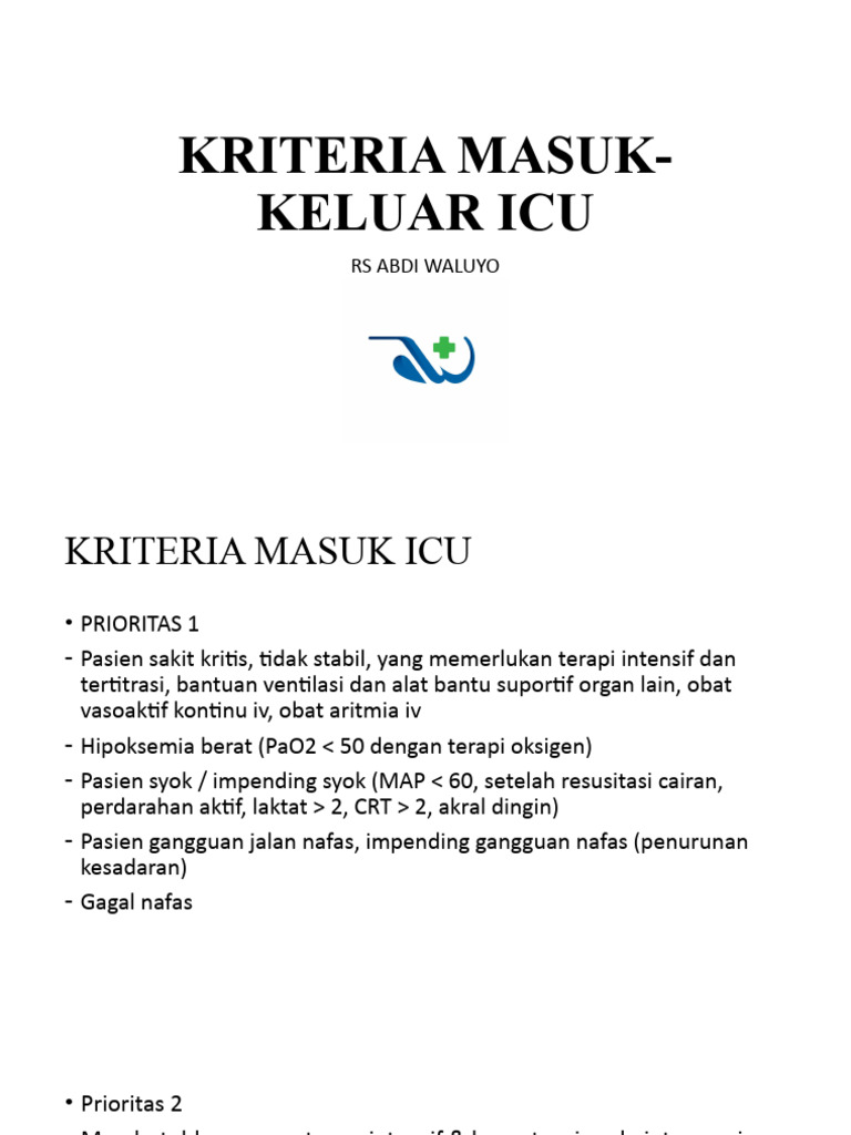 Kriteria Masuk-Keluar Icu | PDF