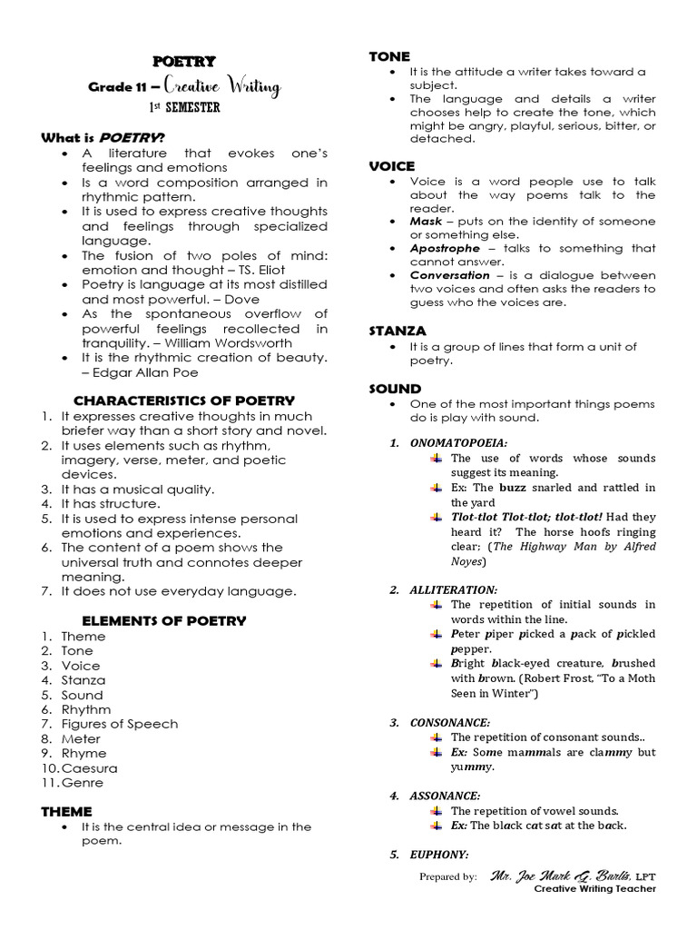 Poetry Handout Final | PDF