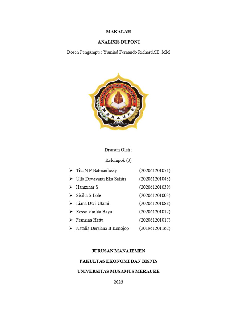 Makalah Kel.3 Analisis Dupont-1 | PDF