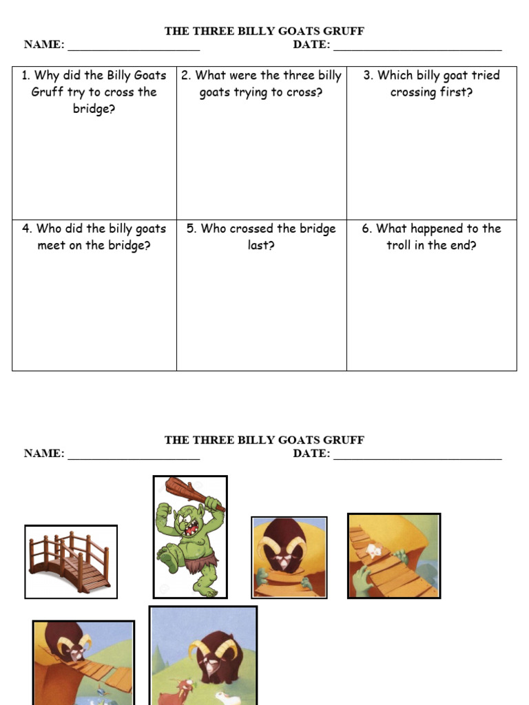 Ela Sequence Worksheet Three Billy Goats Gruff | PDF