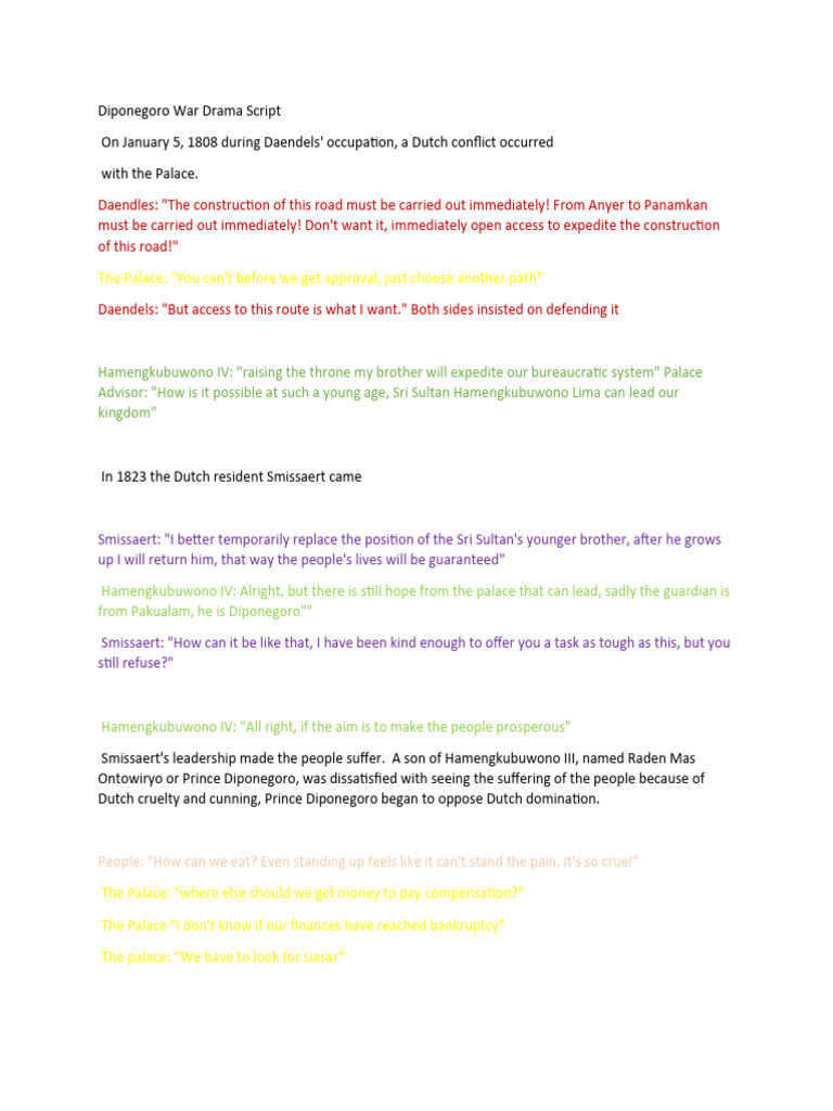 Diponegoro War Drama Script | PDF