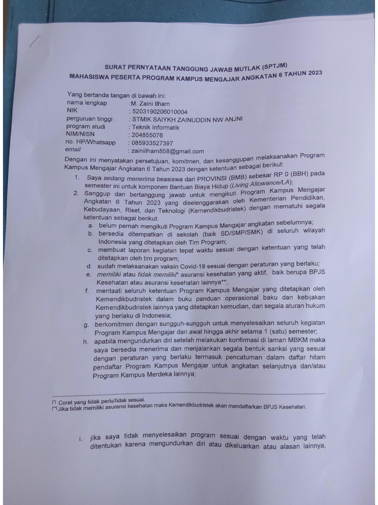 SPJTM M.zaini Ilham KM6 | PDF