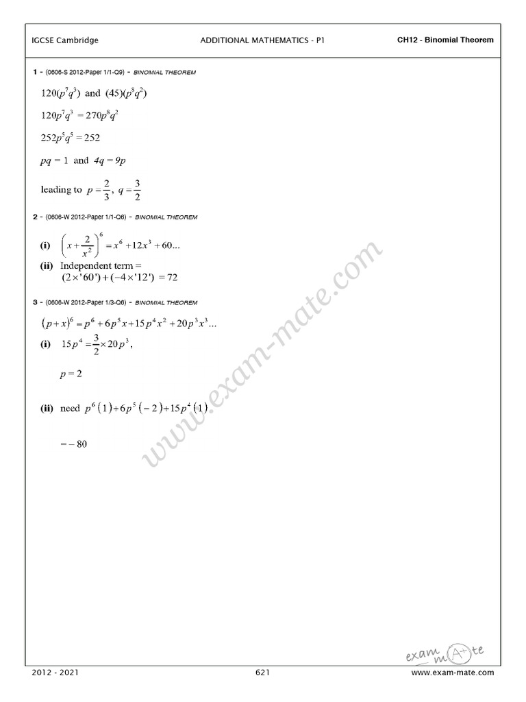 Binomial Theorem (MS) | PDF