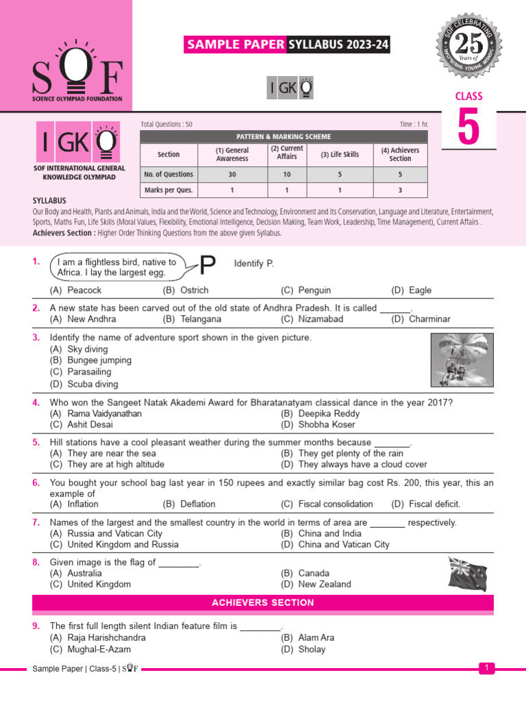 Igko Sample Paper Class-5 | PDF