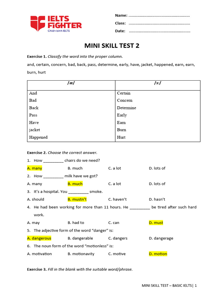 Mini Skill Test 2 | PDF