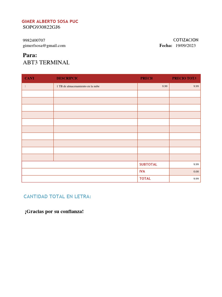 Cotizacion Borrador | PDF