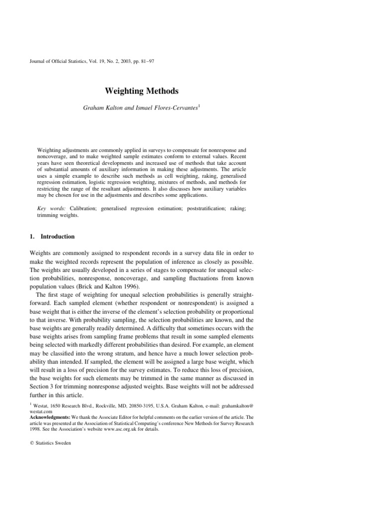 Weighting Methods | PDF