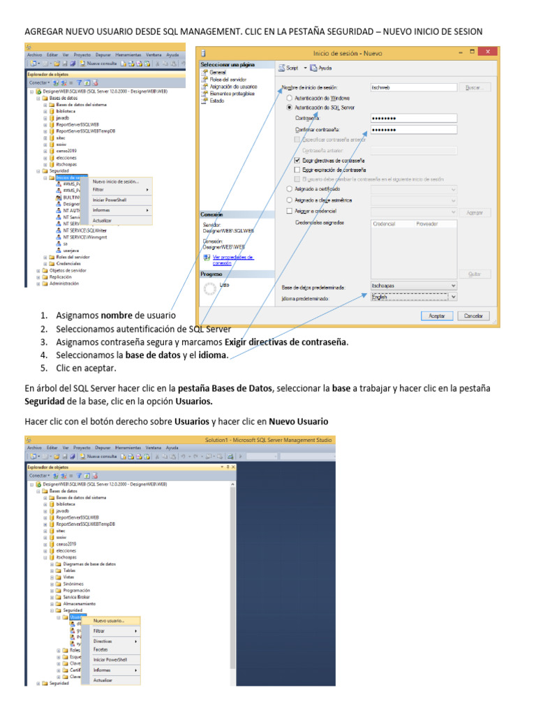 Manual Configuracion SQL Server y Usuarios | PDF | Informática