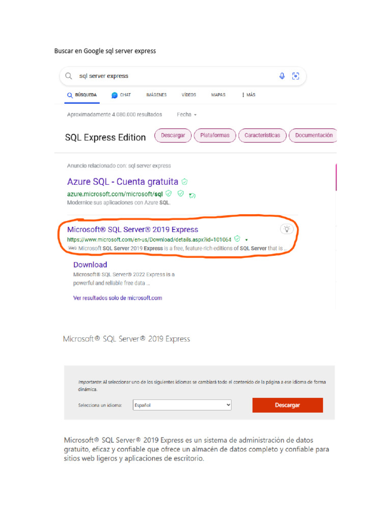 Instalasión SQL Serever Express | PDF