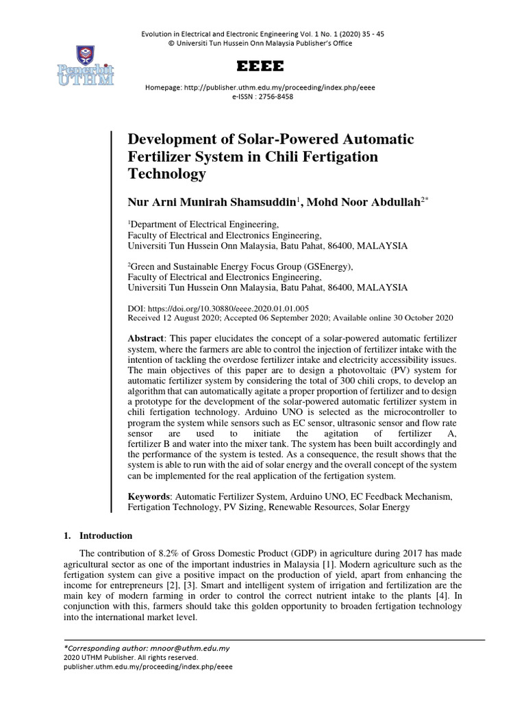 Development of Solar-Powered Automatic Fertilizer System in Chili ...
