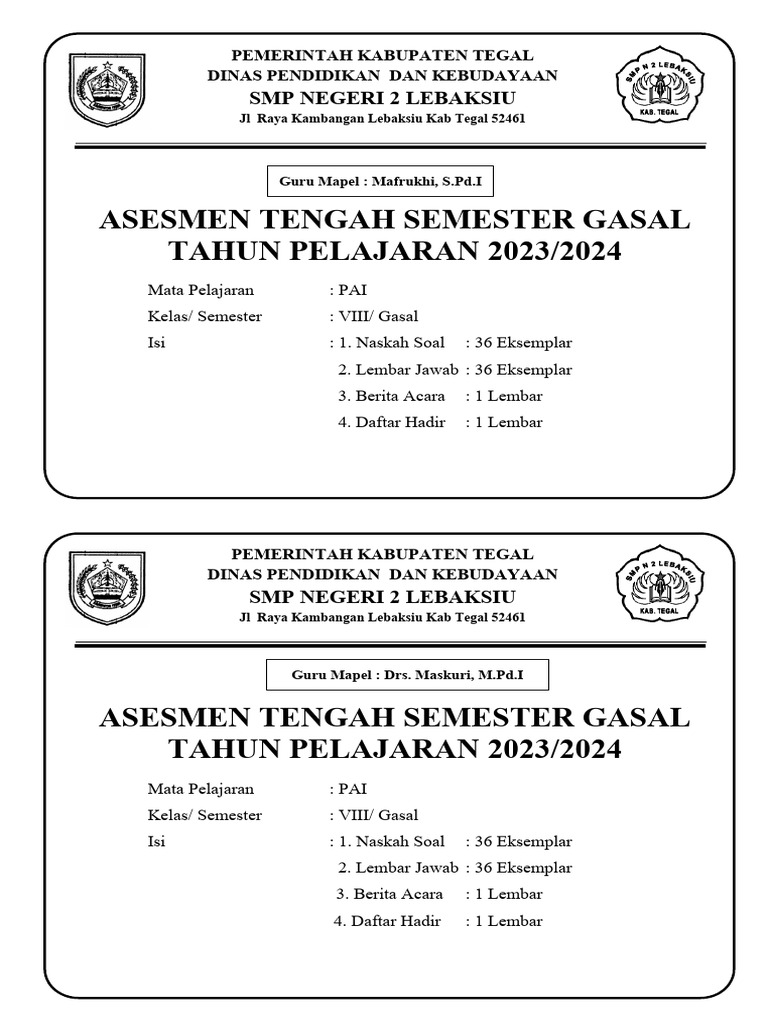 Kop Sampul Ats Viii Gasal | PDF | Seni & Disiplin Bahasa