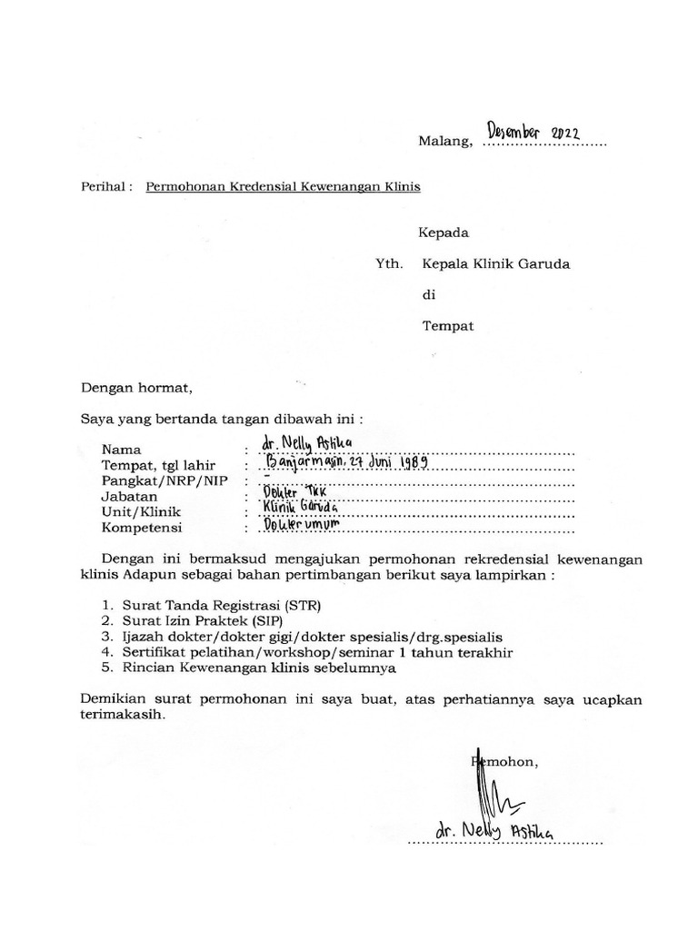 Kredensial Dr. Nelly Astika | PDF