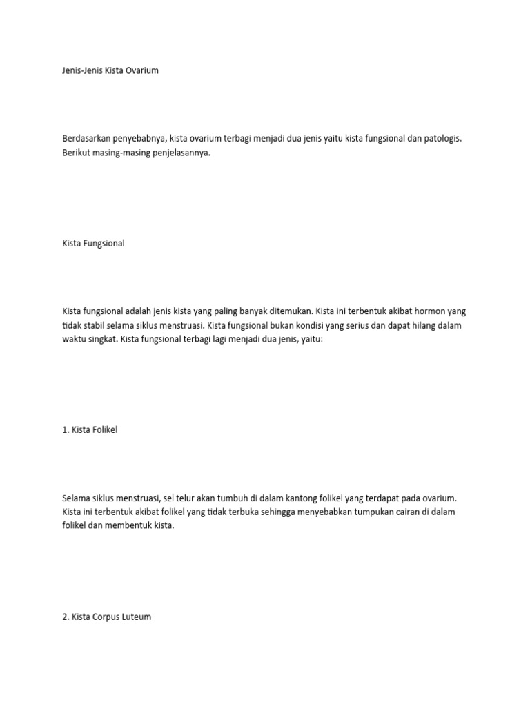 Jenis Kista | PDF | Ilmu Sosial | Kesehatan Holistik
