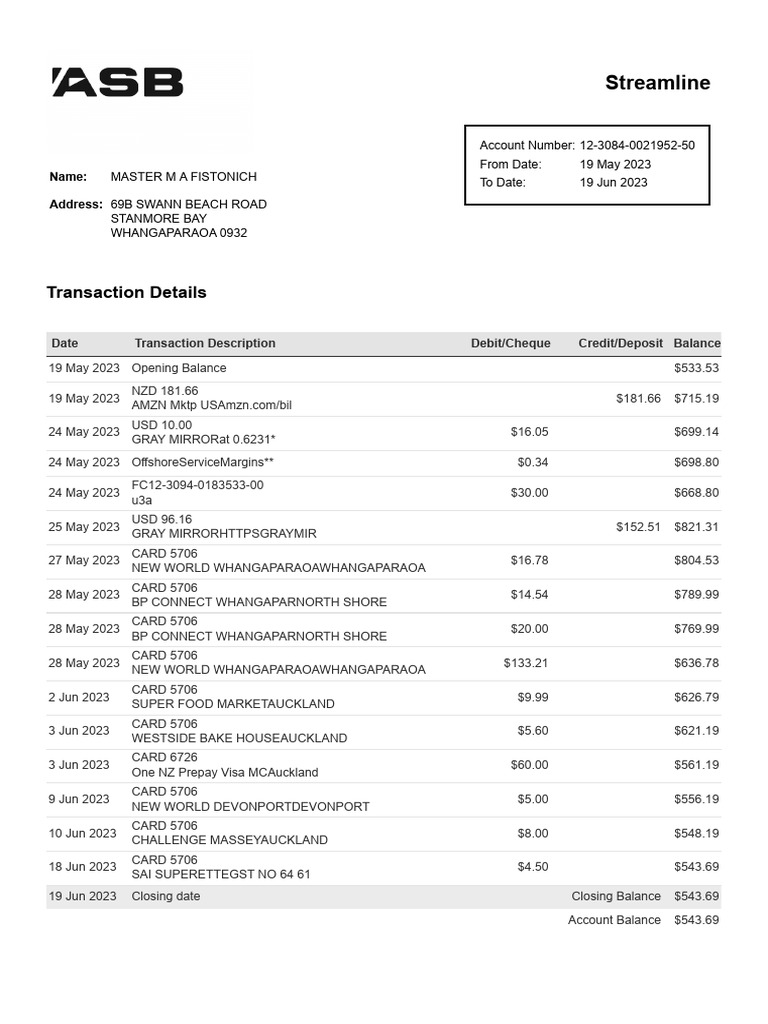 ASB FastNet - Statements | PDF