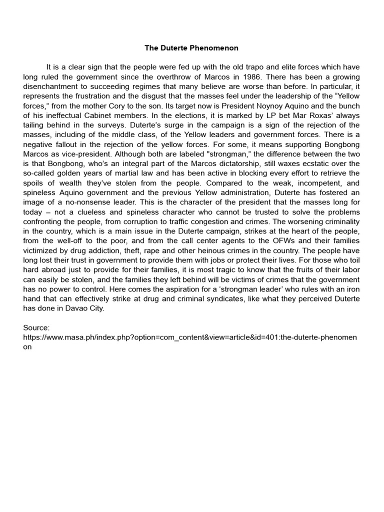 The Duterte Phenomenon | PDF