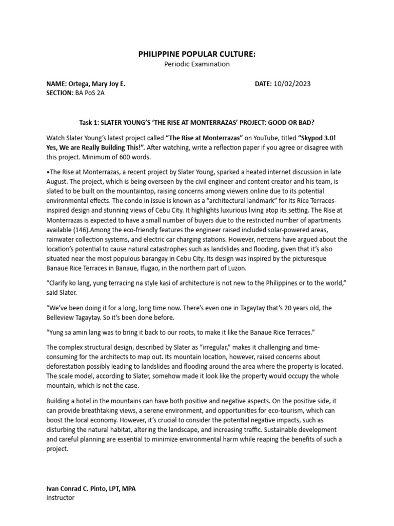 Slater Young's Monterrazas Project Debate | PDF | Politics | Social Science