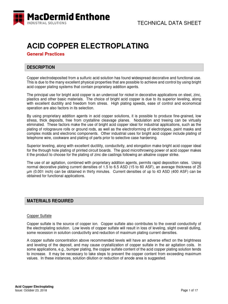 ACID COPPER ELECTROPLATING MEIS NA 23oct18 | PDF
