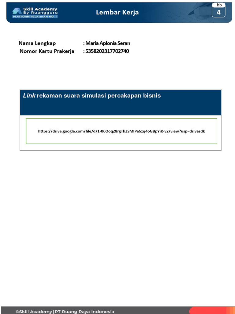 Tpm-4 Simulasi Percakapan Bisnis (Maria Aplonia Seran) | PDF