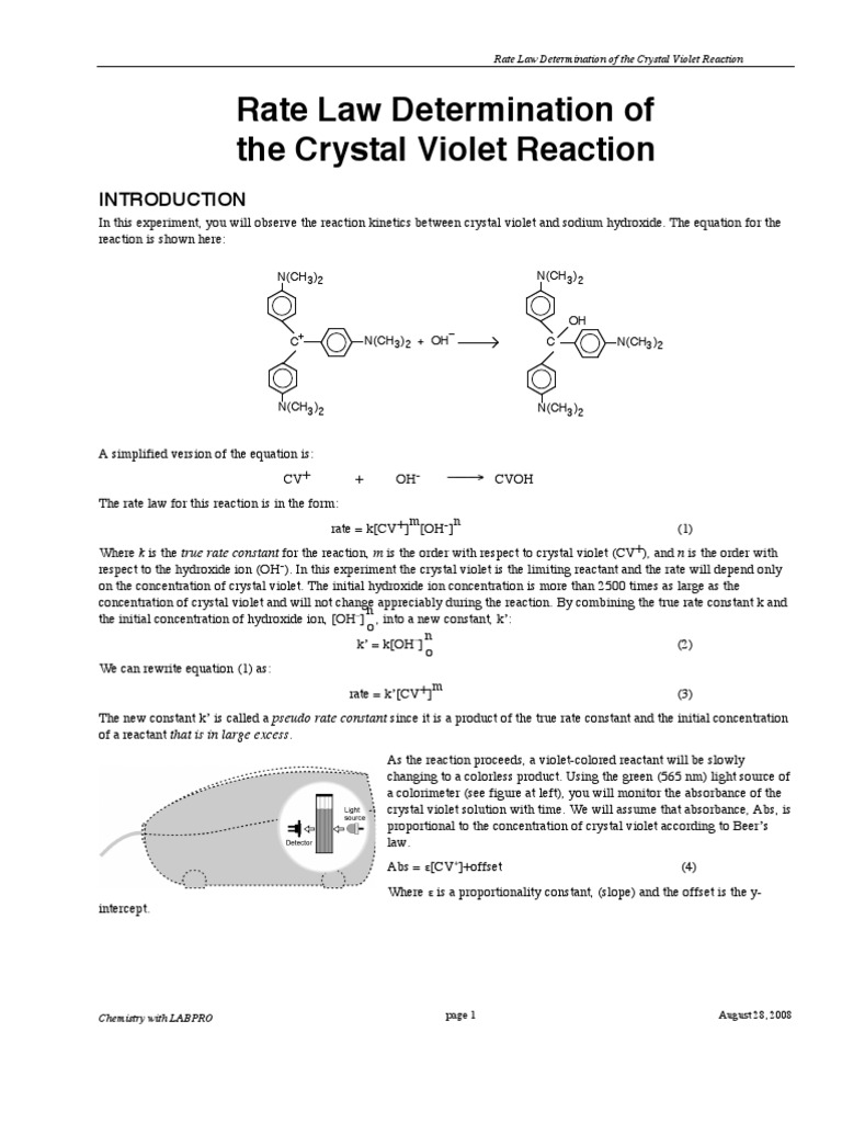 Crystal Violet Kinetics | PDF | Hydroxide | Chemical Reactions