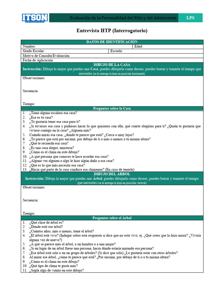 Entrevista (Interrogatorio) HTP | PDF