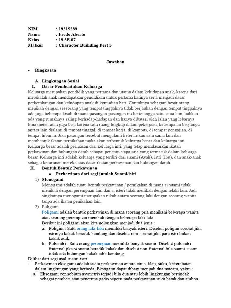 Tugas Character Building Pert 5 | PDF