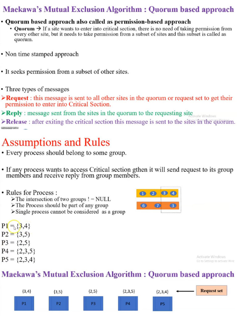 Maekawa's Mutual Exclusion Algorithm | PDF Maekawa's Mutual Exclusion Algorithm | PDF