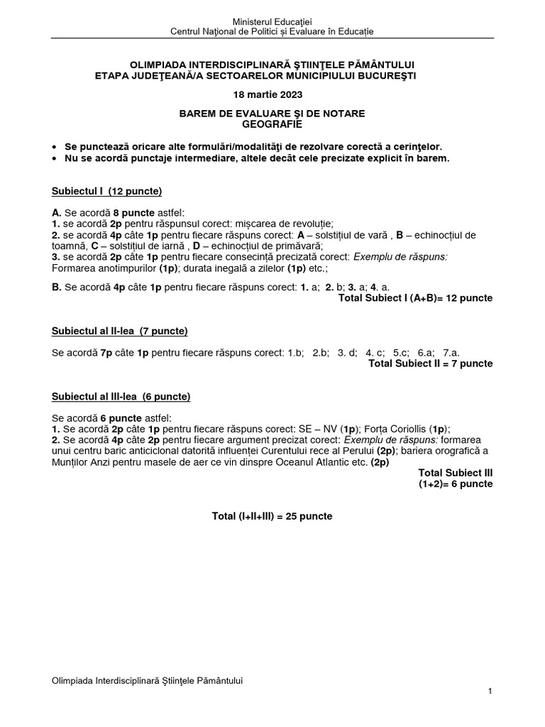 Barem OISP 2023 Judeteana | PDF