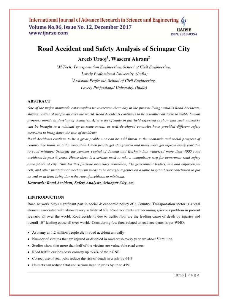 Road Acc. & Safety Analysis in Sgr | PDF
