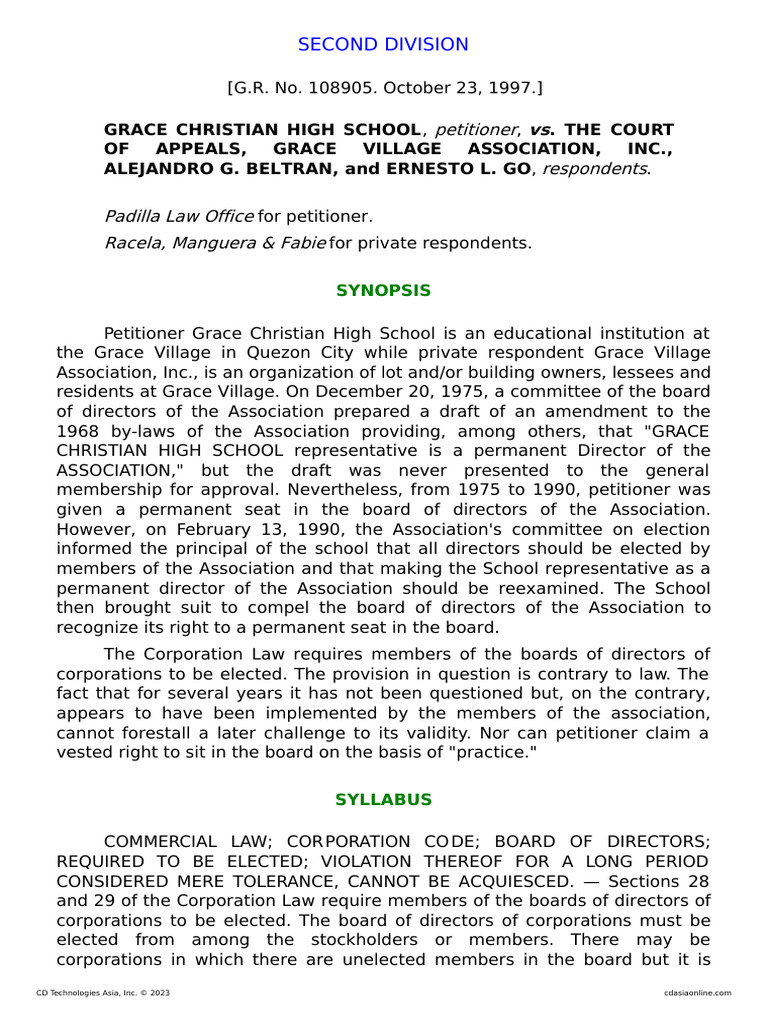 Grace Christian High School v. Court of Appeals - 1997 | PDF