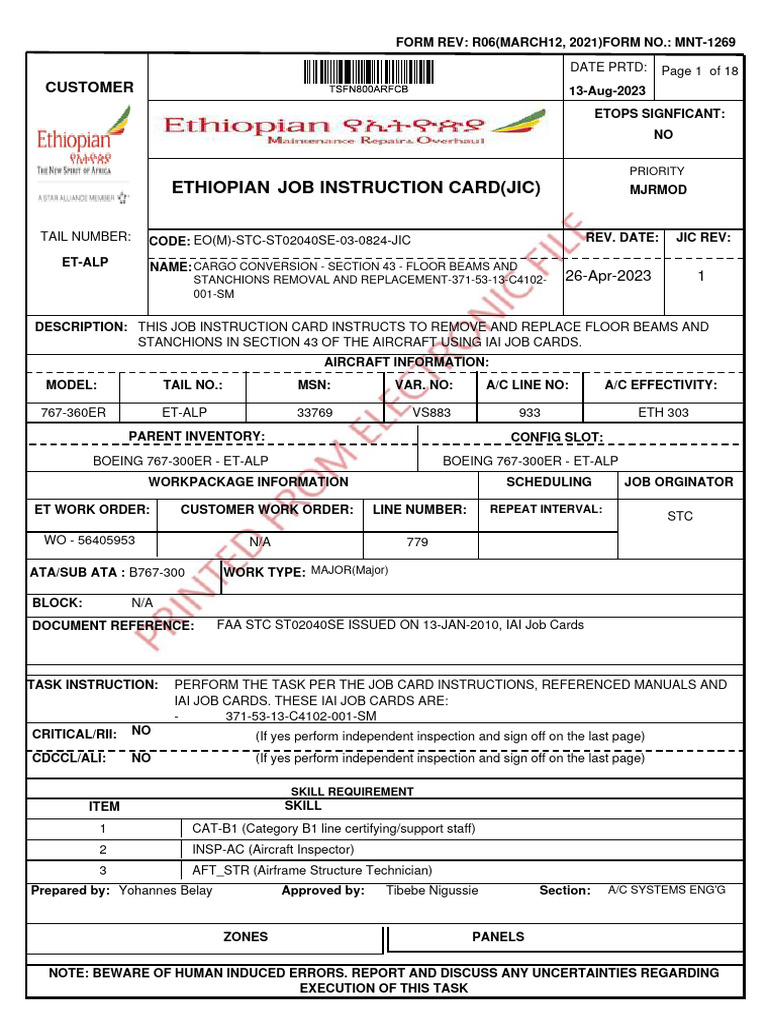 Routine Task Card | PDF