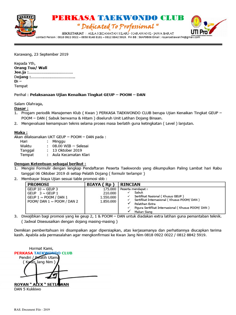 Surat Pemberitahuan UKT Done | PDF