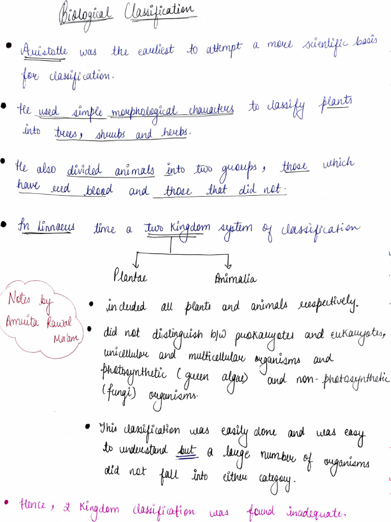 Biological Classification Handwritten Pages Deleted | PDF