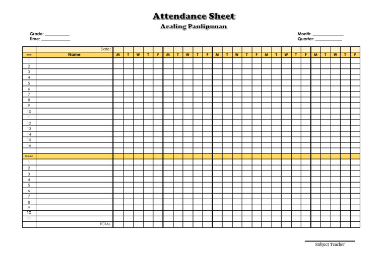 AP Attendance-Sheet Template | PDF